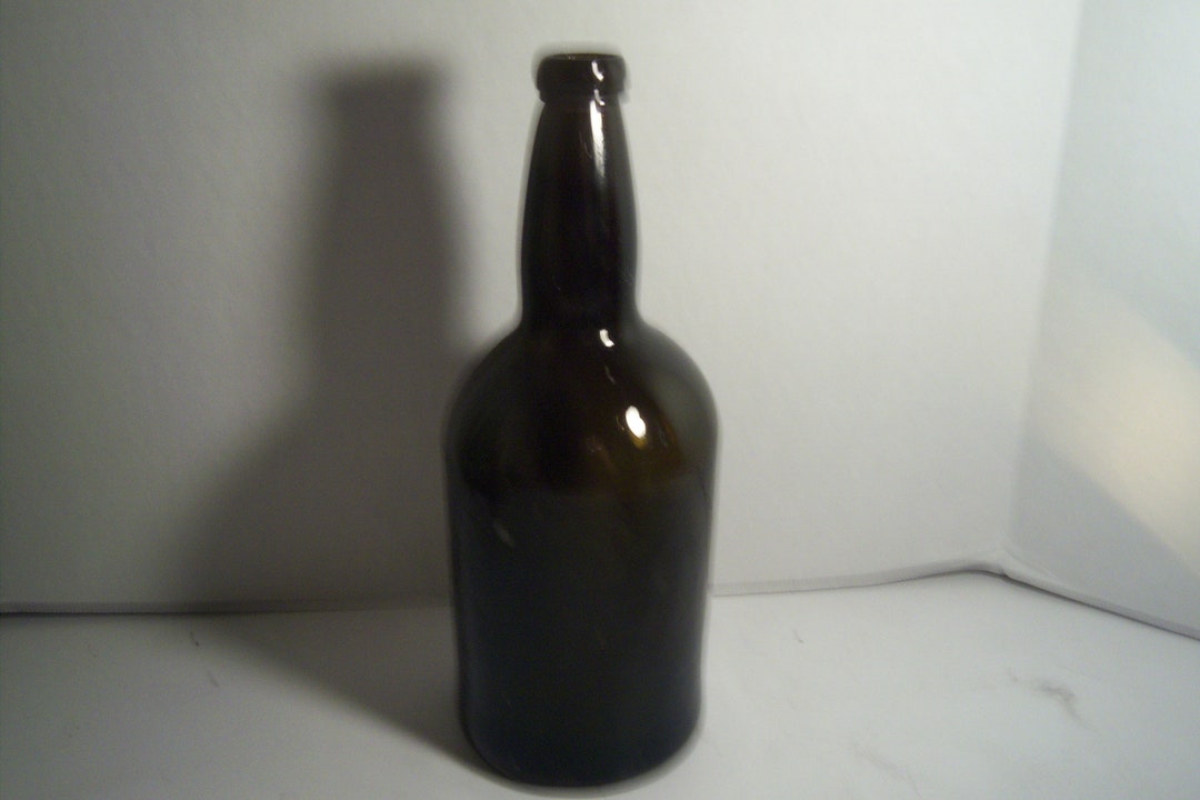 MI2 - 1860's Black Glass Ale Bottle Pontil 9 3/4 Inches Tall Liquor ...