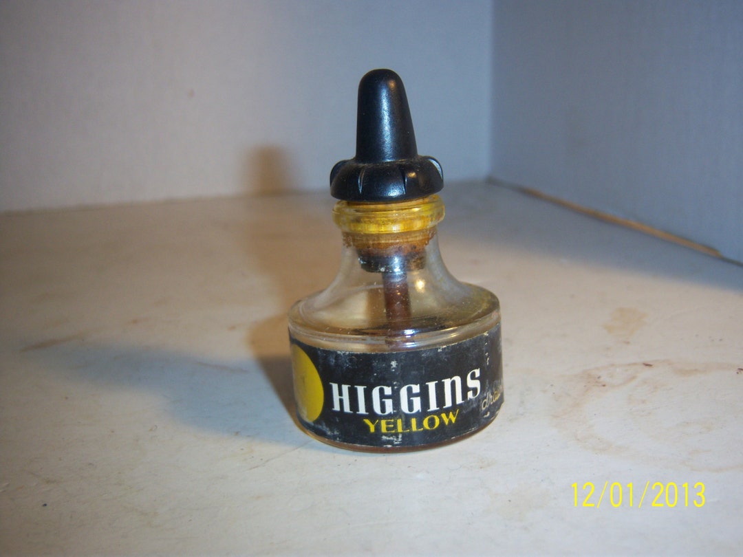 1950's Higgins Yellow Drawing Ink NY 2 7/8 Inch Clear Ink - Etsy