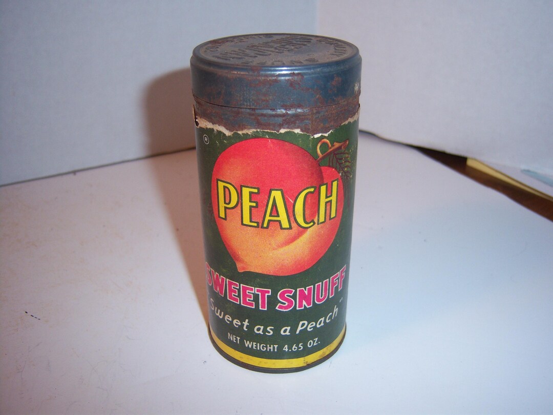 JS 1960's Peach Sweet Snuff American Snuff Div Memphis Tenn 4 5/8 ...