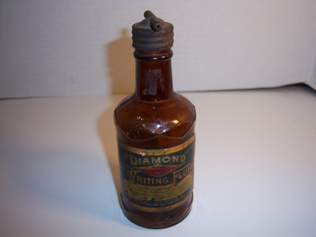 1890's Diamond Writing Fluid Milwaukee Wisconsin 6 1/8 Inch Amber ...