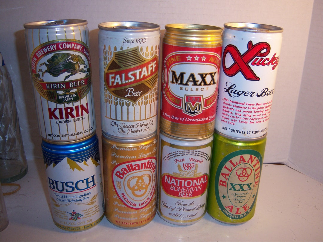 1970-80's Lot of 8 Lucky Lager Busch Falstaff Kirin Brewery Ballatine ...