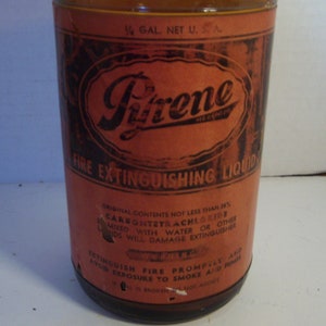 1930's Pyrene Fire Extinguishing Liquid Newark NJ Paper Label 9 1/8 ...