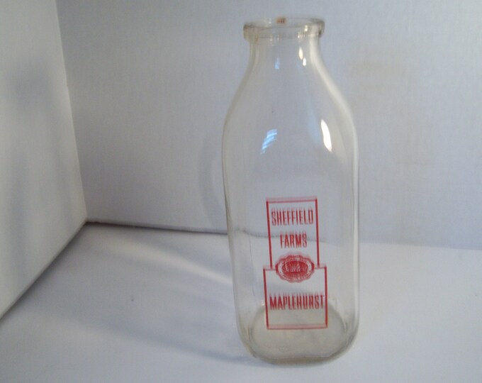 Milk Bottle - 1950's Sheffield Farms Maplehurst Dairy New York Red Pyro ...