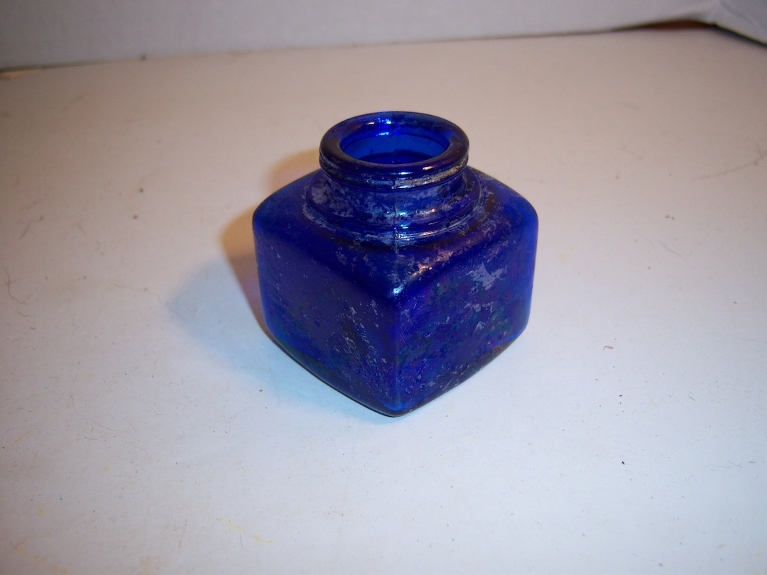 1910's Cobalt Blue Square Ink Bottle 2 1/4 Inches Tall No 4 - Etsy