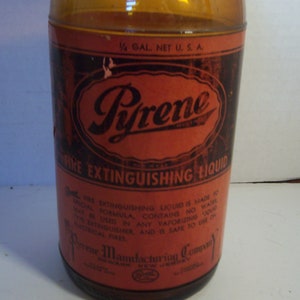 1930's Pyrene Fire Extinguishing Liquid Newark NJ Paper Label 9 1/8 ...