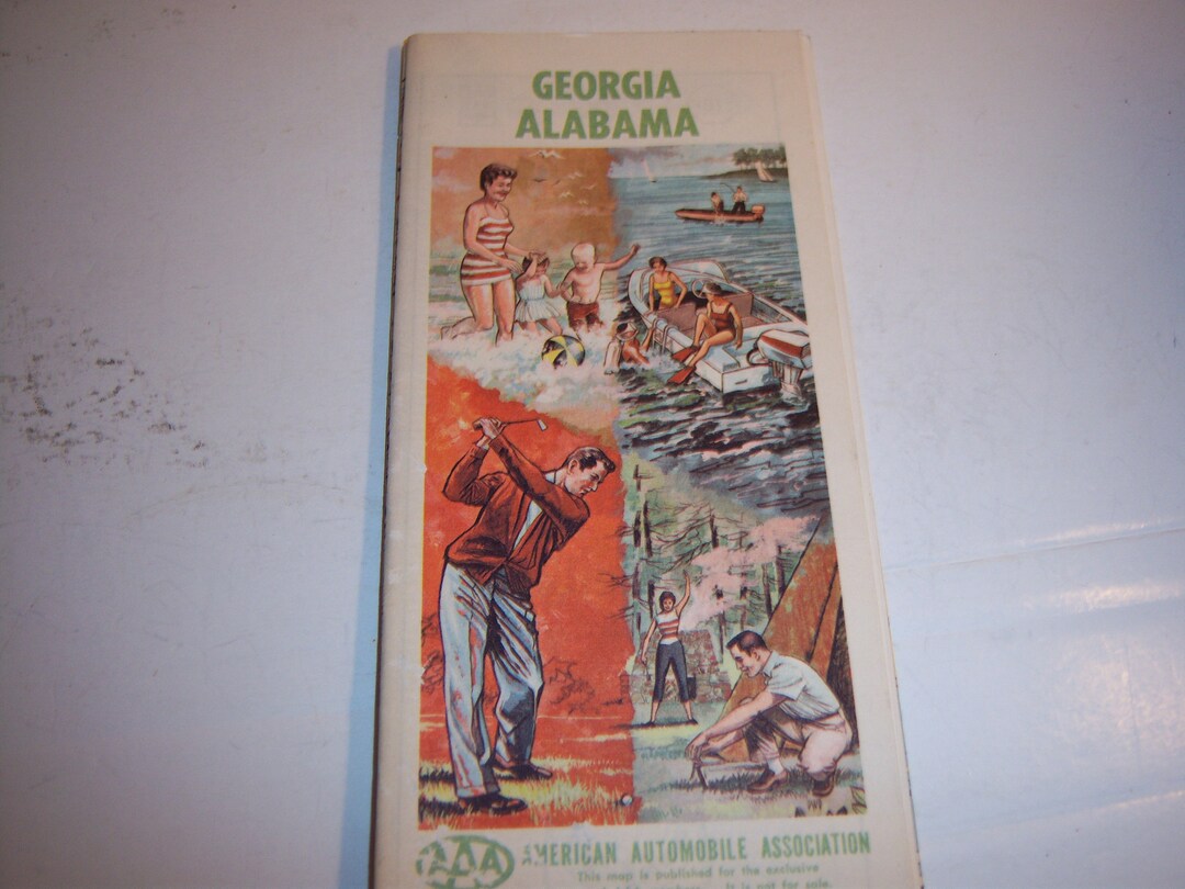 MI - 1964-65 Georgia Alabama Travel Triple A Route Fold Out Map ...