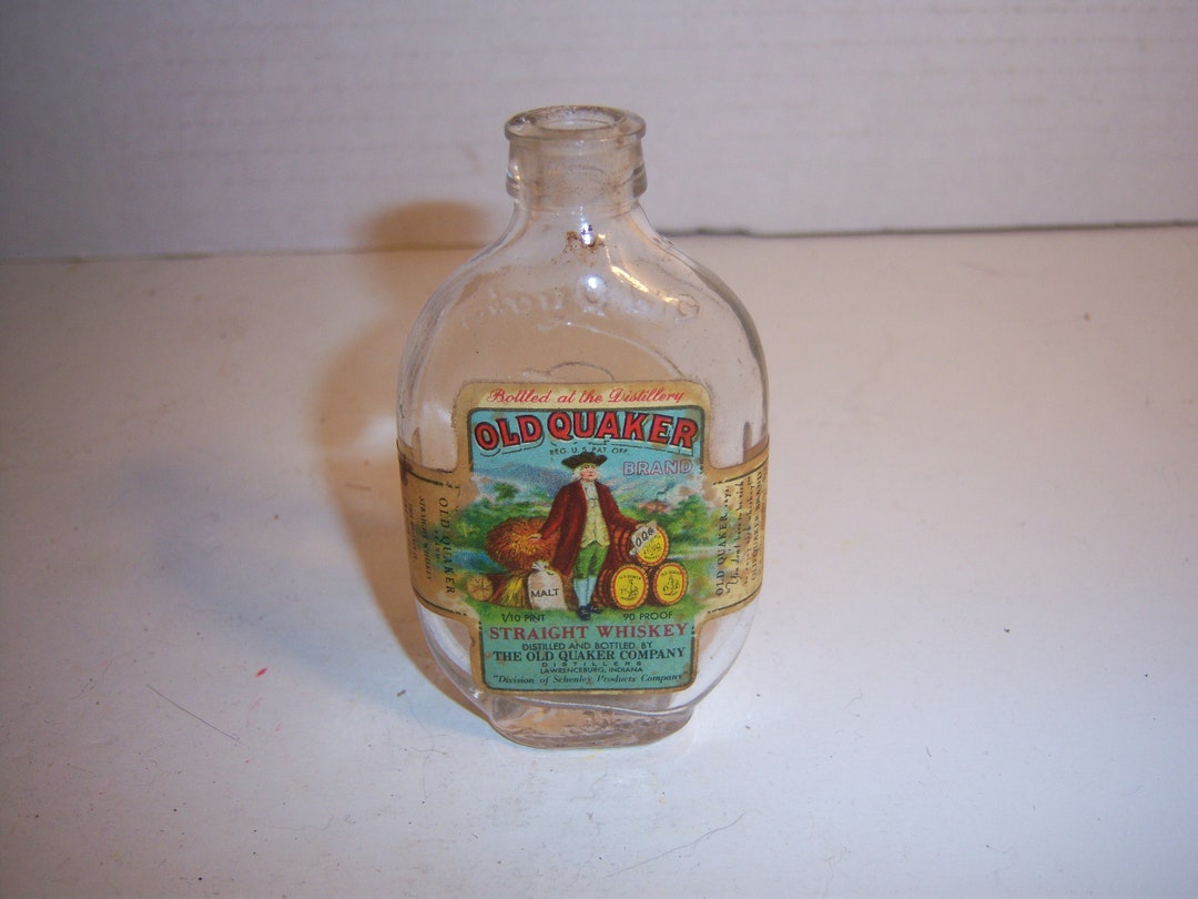 1930's Old Quaker Pilgrim Whiskey NIP Lawrenceburg IND 3 3/4 Inch Tall ...