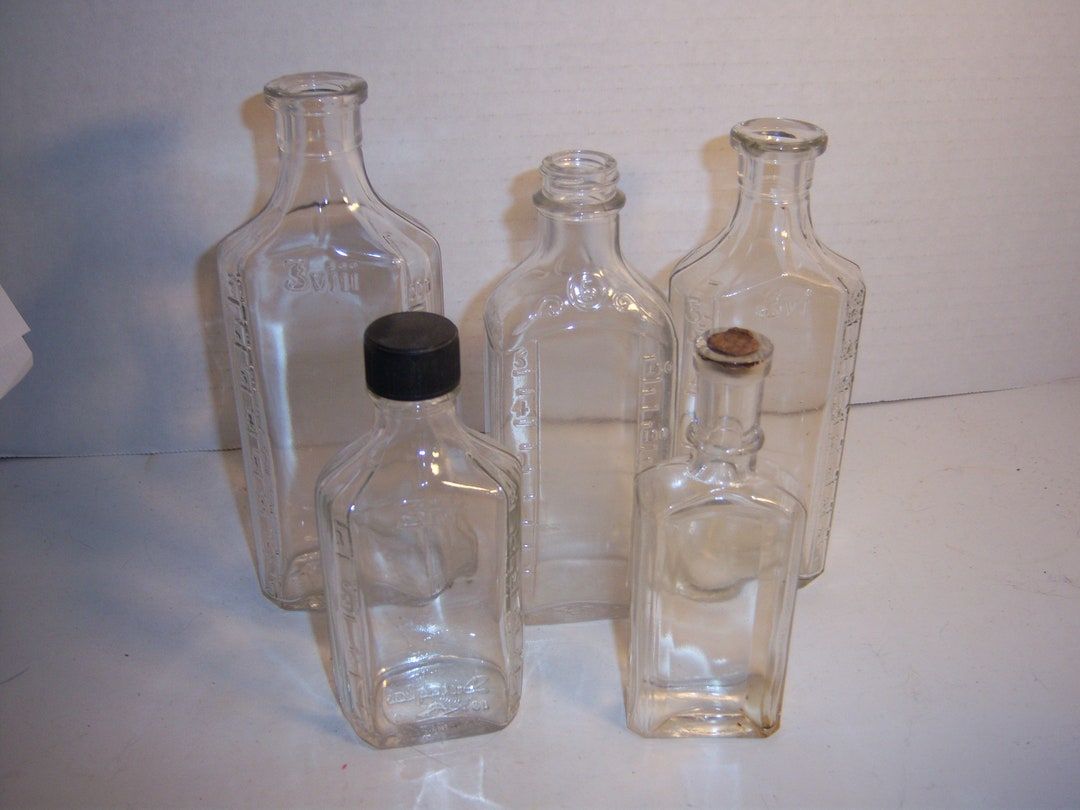1900-1920's Lot of 5 Clear Medicine Food Bottles 5 1/8 to 7 Inches Tall ...