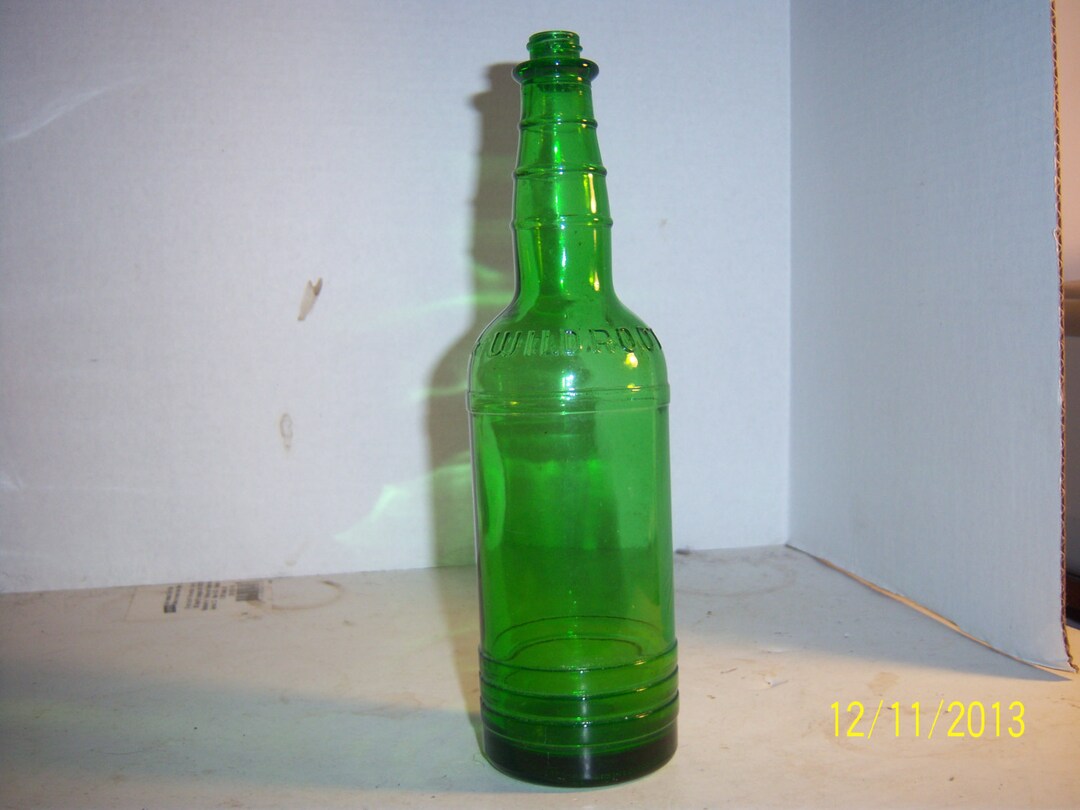 1930's Wildroot 10 Inches Tall Emerald Green Hair Barber Bottle Buffalo ...