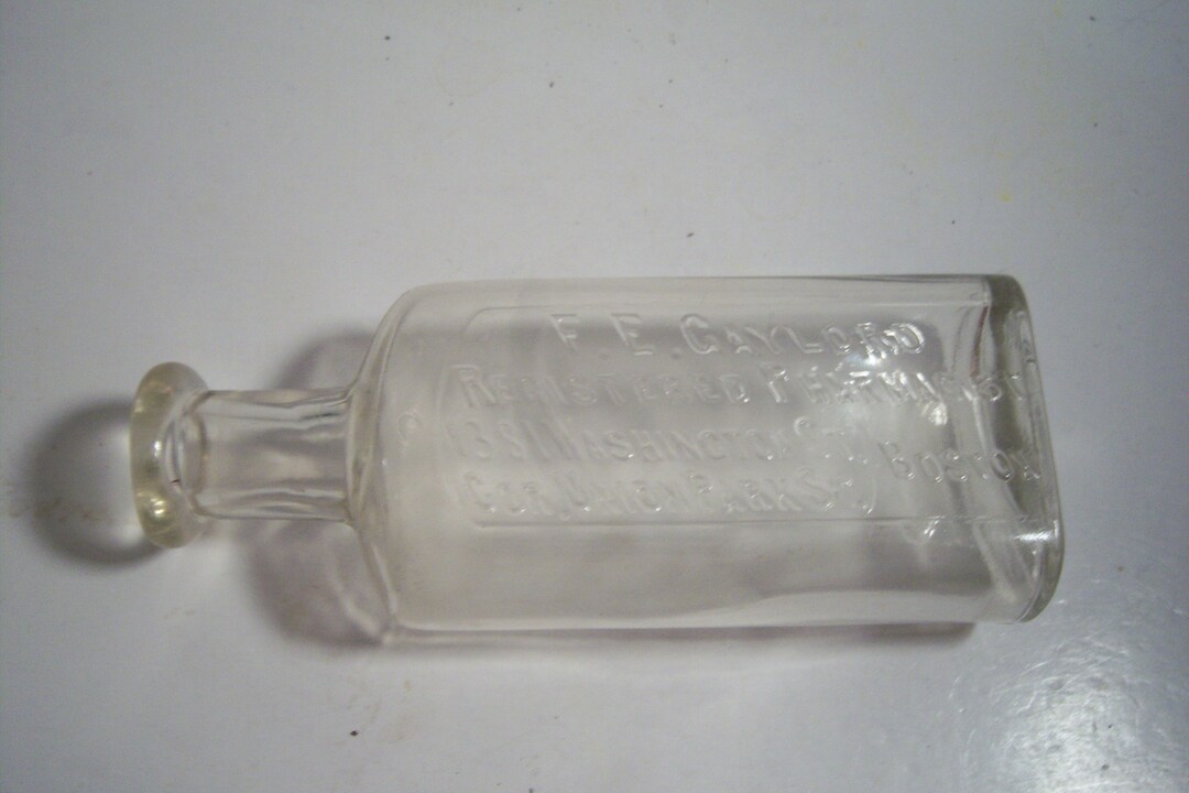 1890's FE Gaylord Boston, Mass Clear 4 3/8 Inch Tall Medicine Pharmacy ...