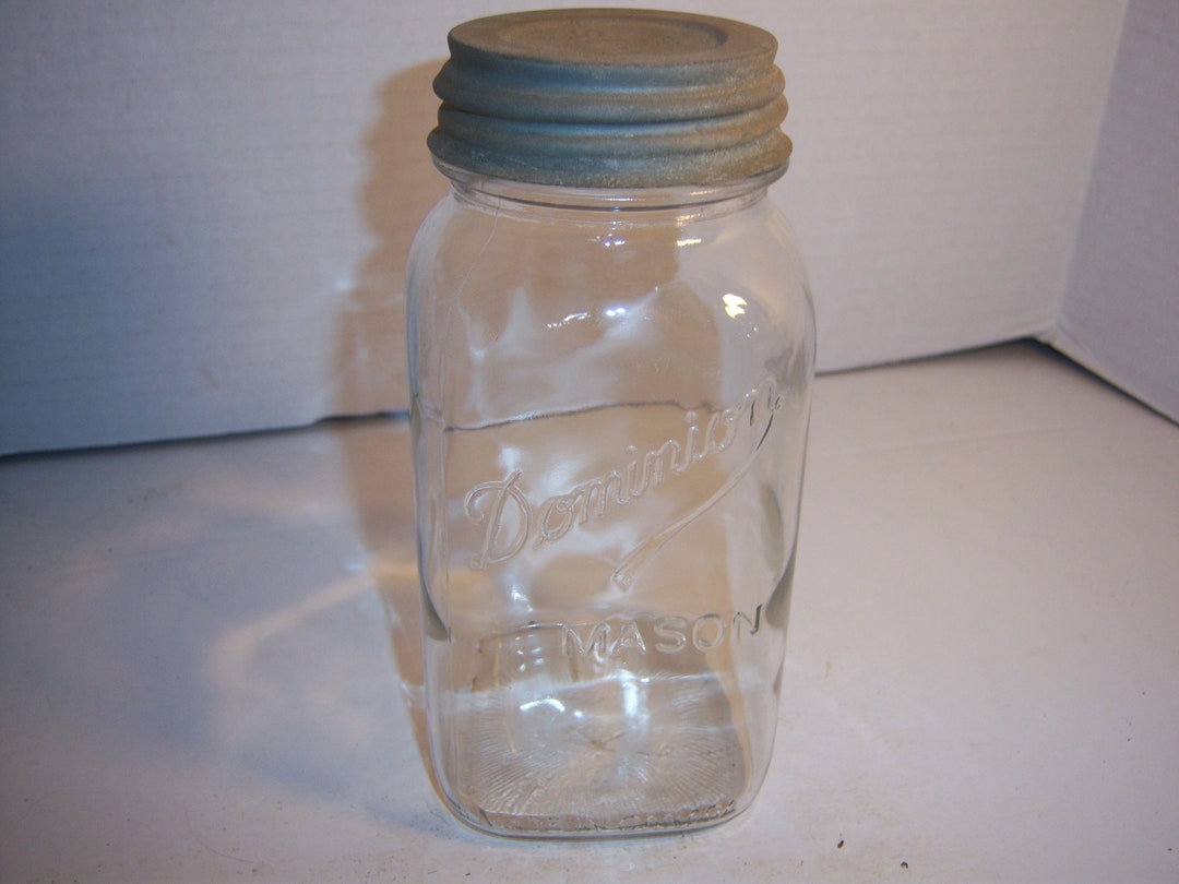 PA4 - 1930's Dominion Mason Canadian Clear Quart Fruit Jar 7 " With Lid ...