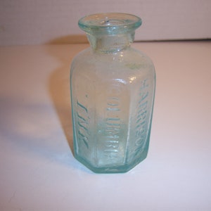 1840-50's Harrison's Columbian Ink 3 5/8 Inch Tall Open Pontiled AQUA ...