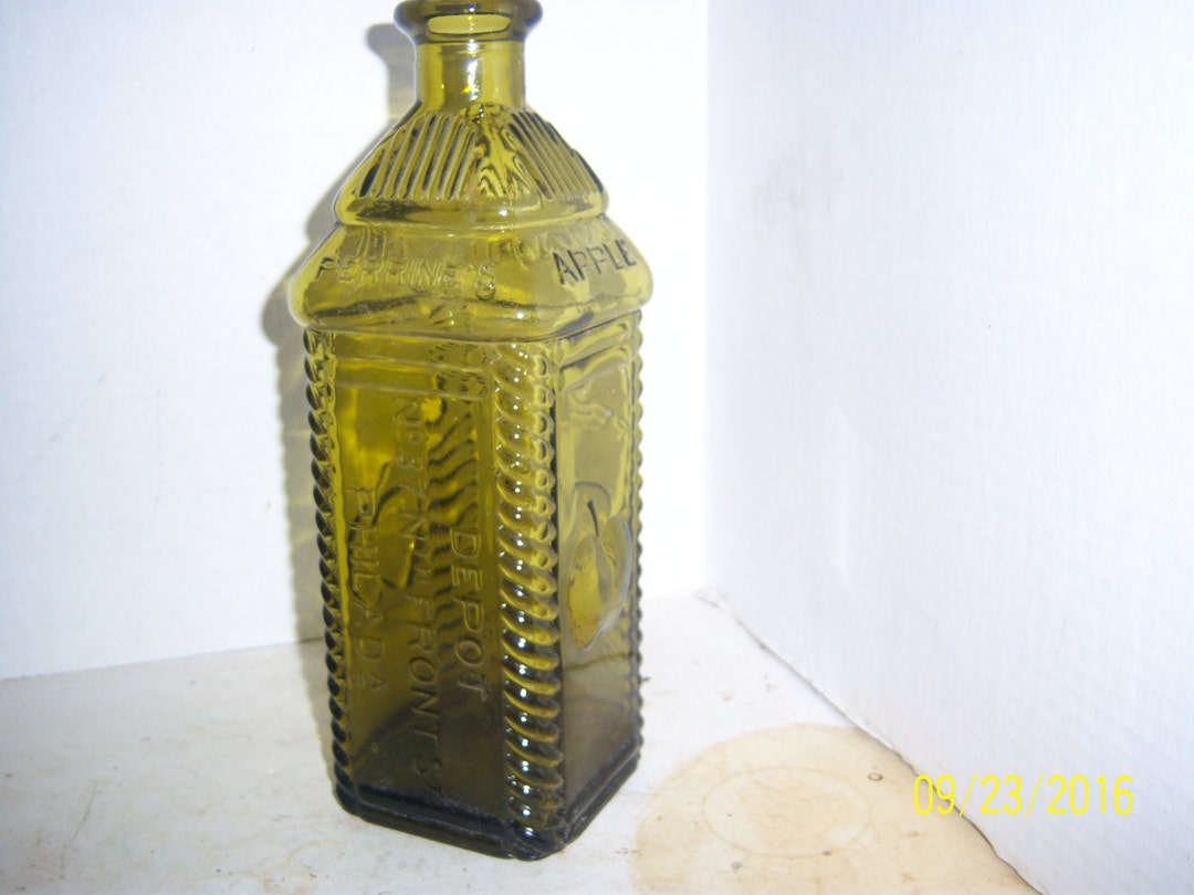 1970's Wheaton NJ Perrine's Apple Ginger Bitters Bottle Repro Olive ...