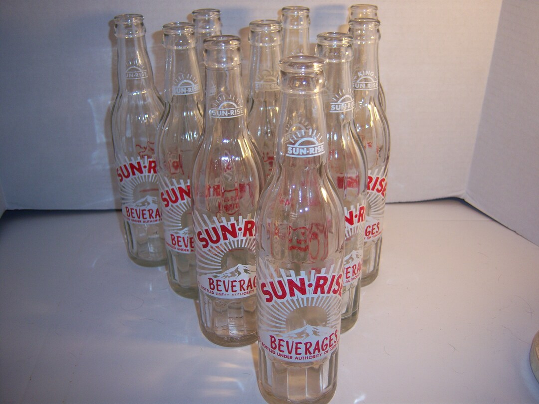 JS - 1950's Lot of 10 Sunrise Beverages Bottling No Town 10 Oz ACL 9 5/ ...