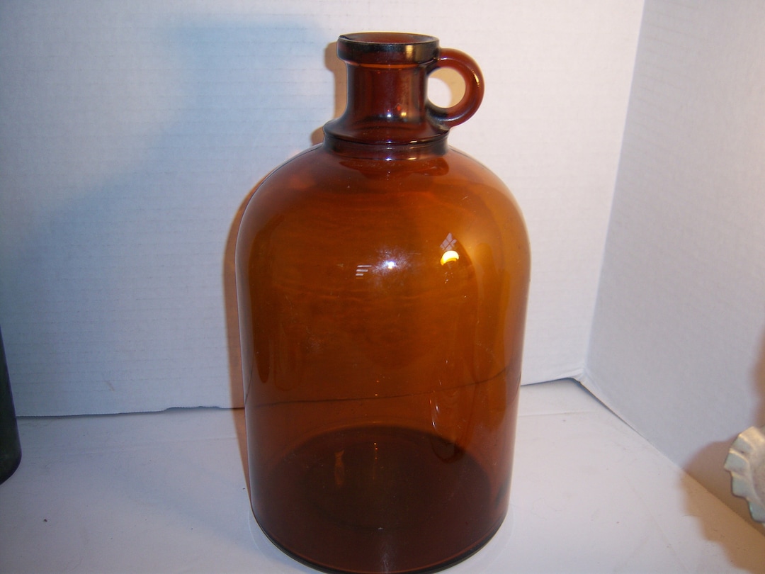 PA1 1930's Plain Amber 11 1/4 Inch Tall Amber Wine Liquor Chemical ...