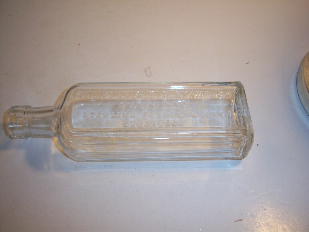 1930's California Fig Syrup Sterling Products Co 6 7/8 Inch Tall Clear ...