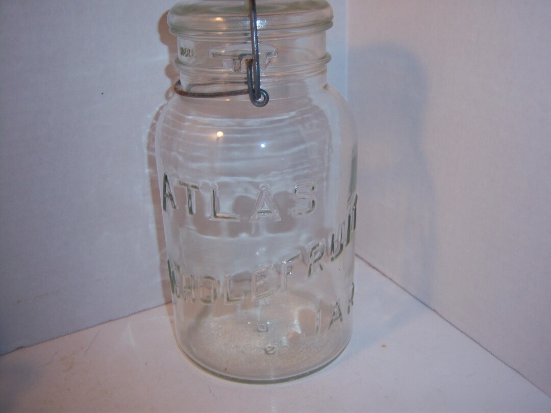 KS1 - 1940's Atlas Whole Fruit Jar 9 1/4" Tall Clear Half Gallon Fruit ...