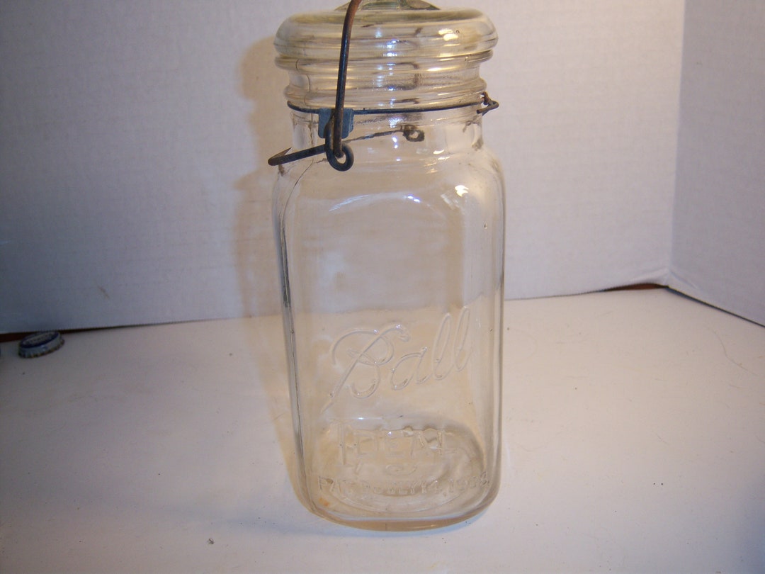 1920's Ball Ideal Ball Pat'd July 14 1908 Clear Quart Fruit Canning Jar ...