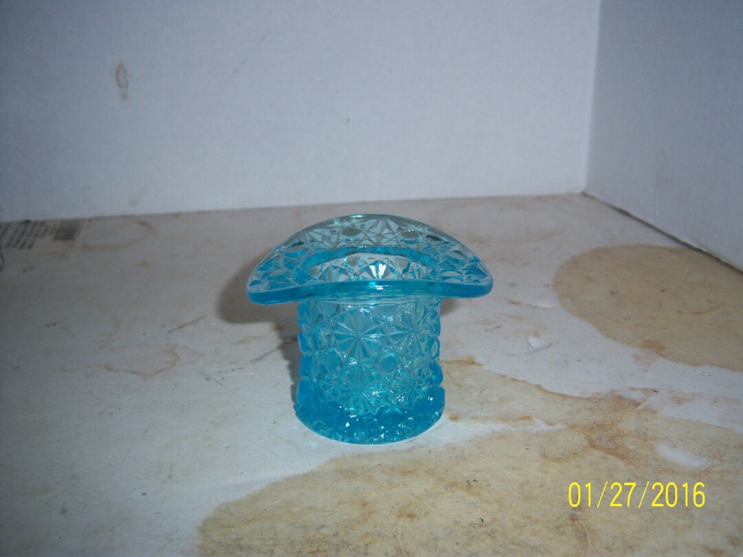 Blue Figural Glass Top Hat 2 5/8 Tall - Etsy