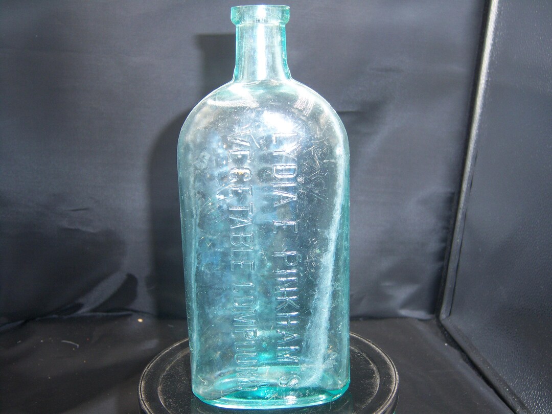 PA3 -1890's Lydia E. Pinkham Medicine 8 1/4 Inch Tall Aqua Druggist ...