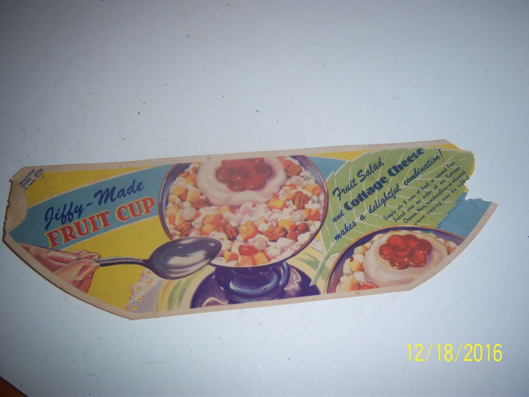 1940-50's Jiffy Fruit Cup Milk Bottle Shoulder Order Sleeve Dairy Cow ...