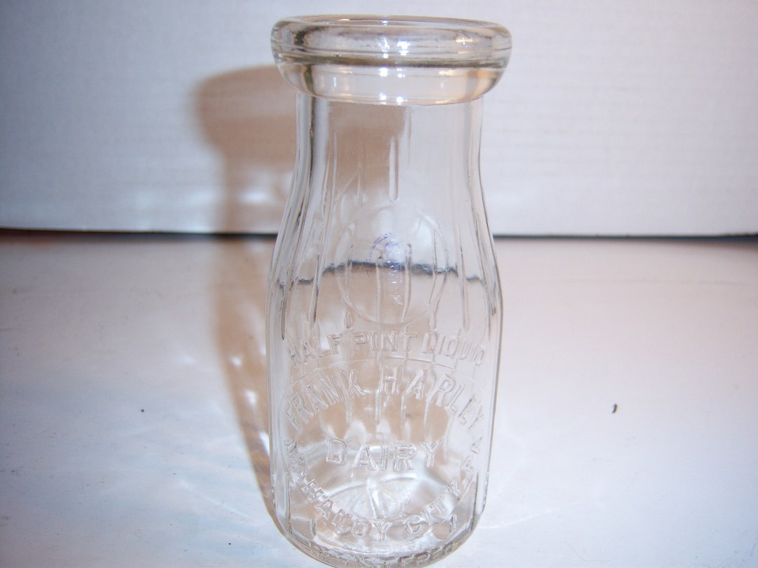 PA5 1940's Frank Harley Mahanoy City Barnesville Pa Clear 1/2 Pint 5 1/4 Milk Dairy Farm Bottle ...