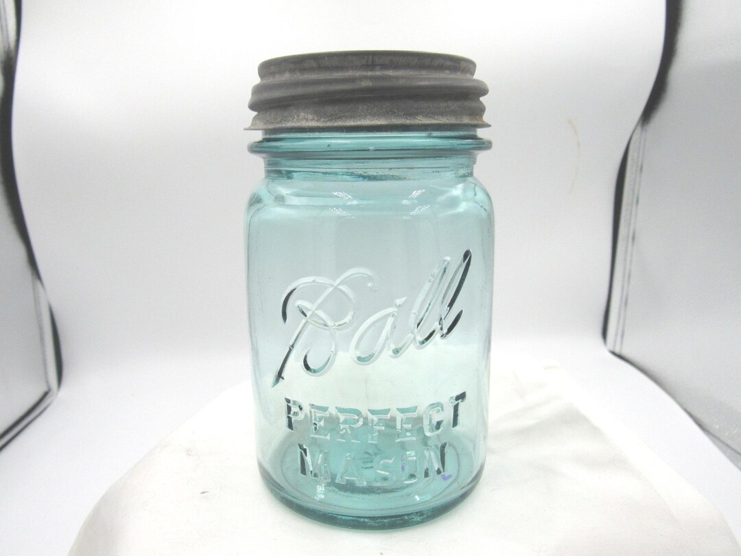 KS1- 1920's Ball Perfect Mason Ball Blue Pint Fruit Jar 5 1/4 Inches ...