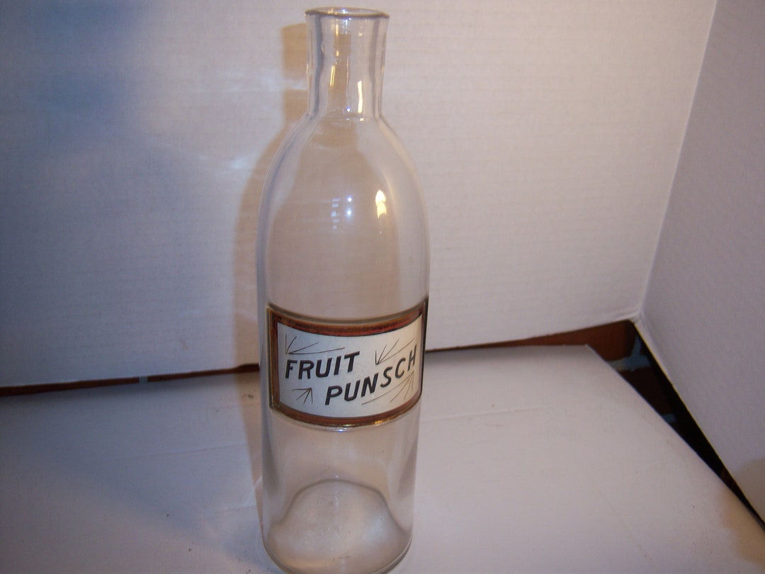 BW 1900-20's FRUIT PUNSCH Punch Label Under Glass Fountain Syrup Soda ...