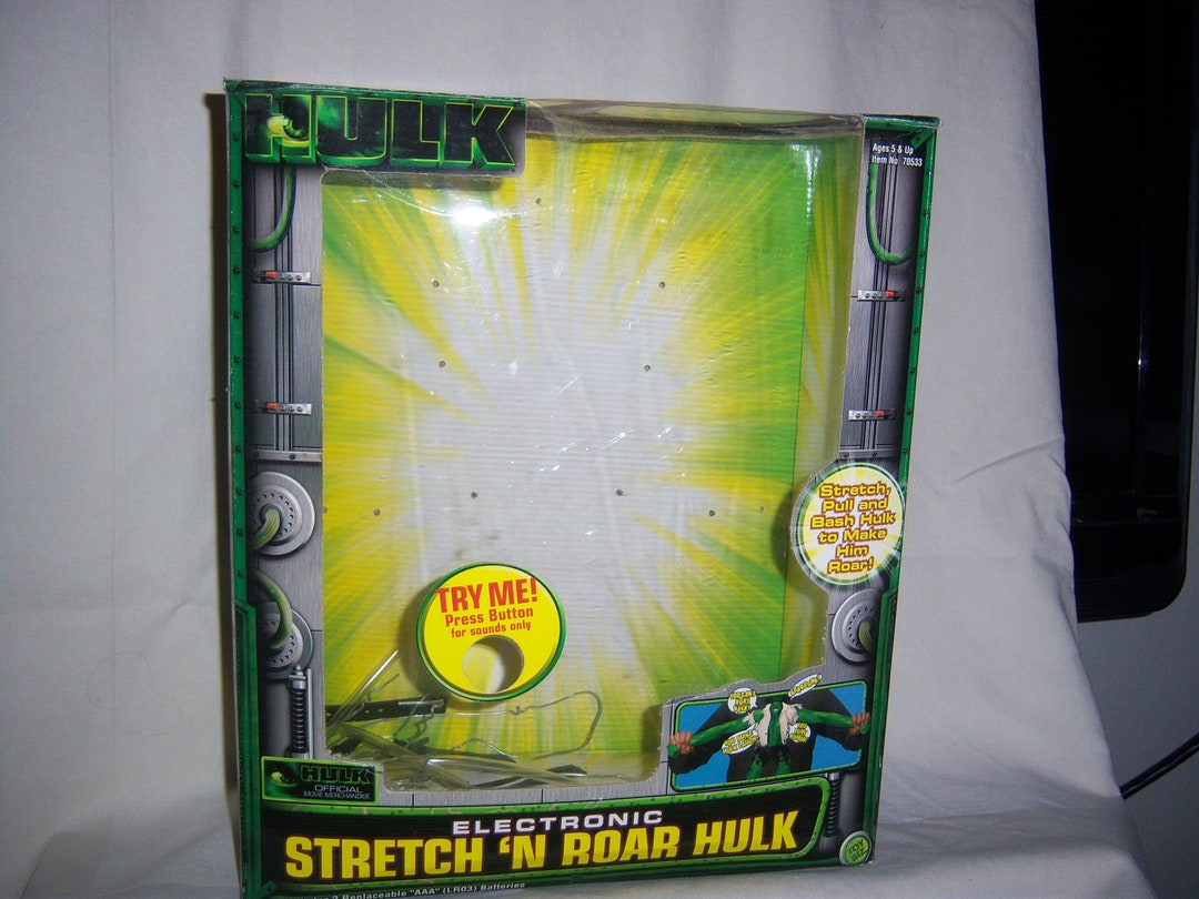 2003 Original BOX ONLY Talking Incredible Hulk Stretchable Arms Rubber ...