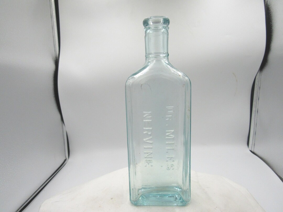 PA2 - 1920's Dr Miles Nervine 8 1/4 Inch Aqua Medicine Druggist ...