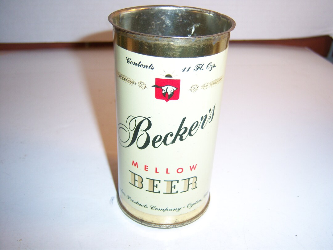 RS 1950's Becker's Mellow Beer 12 Oz Flat Top Beer Can With No Top ...