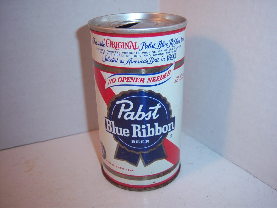 LE - 1970's Pabst Blue Ribbon Tapa Can No Opener Needed 12 Oz Milwaukee ...