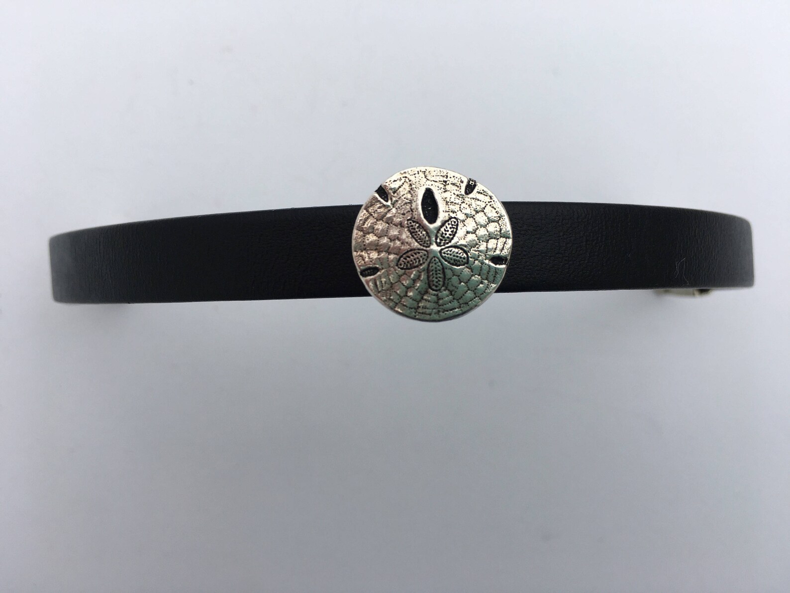 Silver Sand Dollar Slider on Leather Bracelet | Etsy