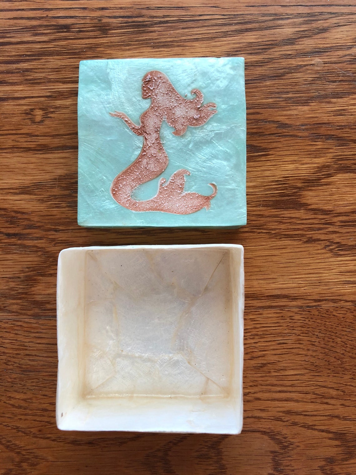 Mermaid Painted Capiz Box | Etsy