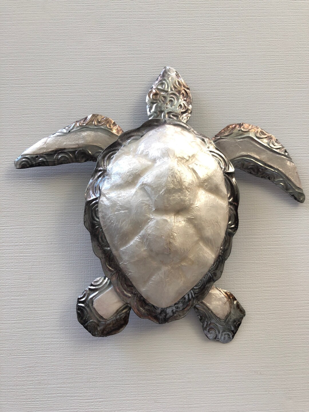 Turtle Gray Metal and White Capiz Shell - Etsy