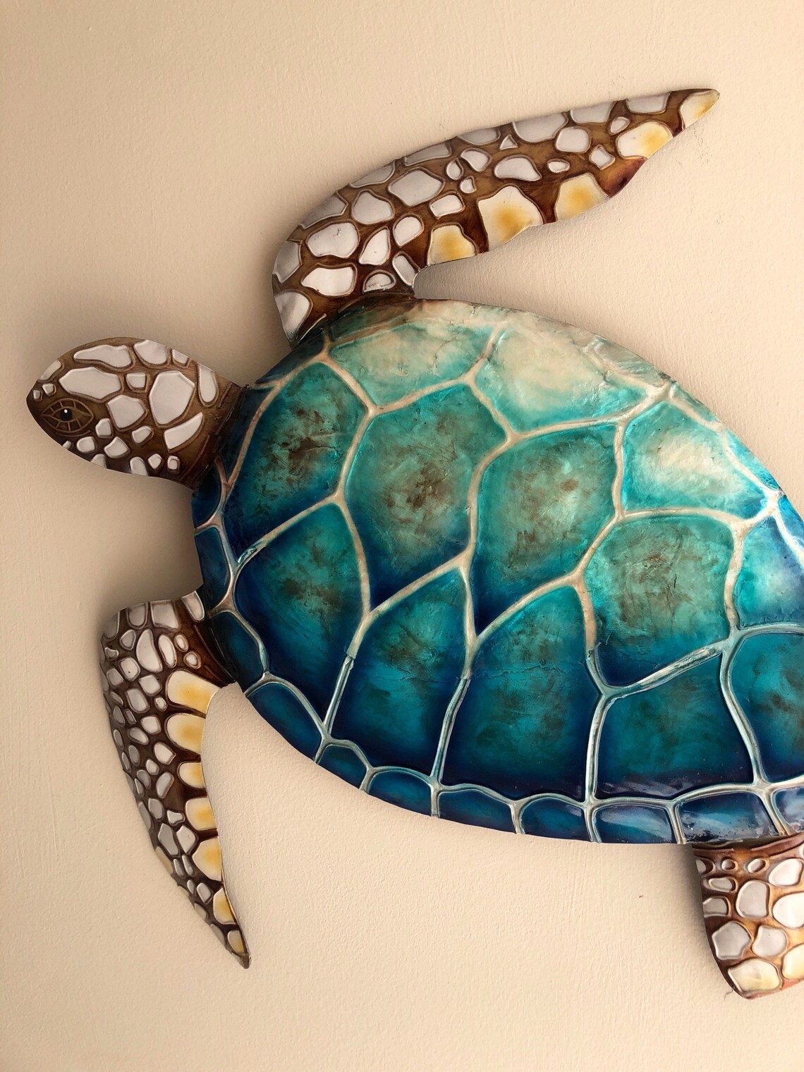 Blue Metal Sea Turtle Large - Etsy