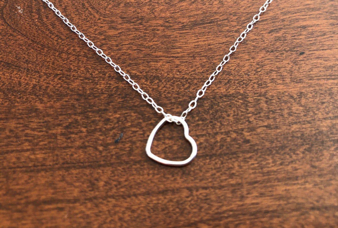 Small Sterling Silver Floating Heart Necklace - Etsy