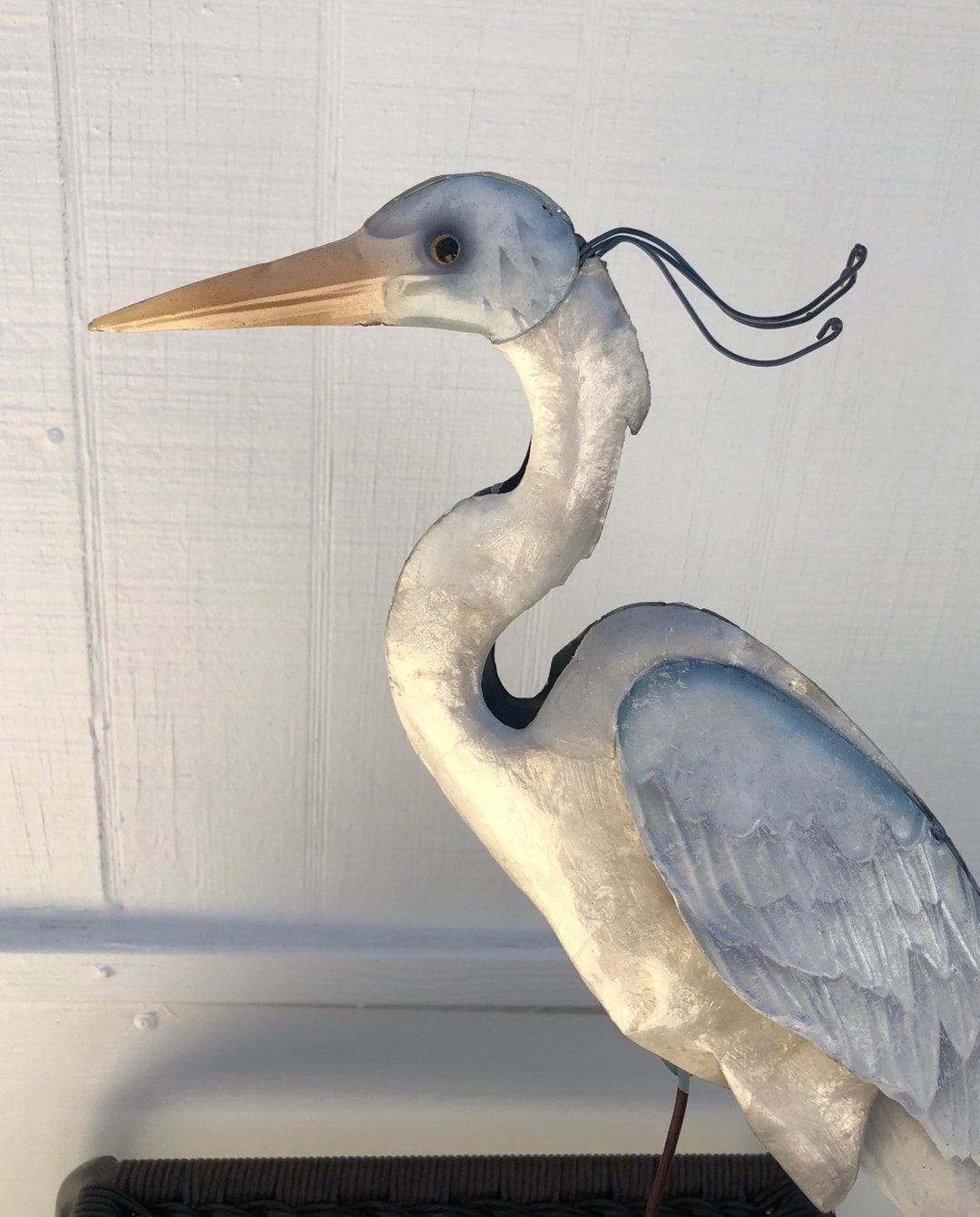 Metal and Capiz Standing Egret Statue - Etsy