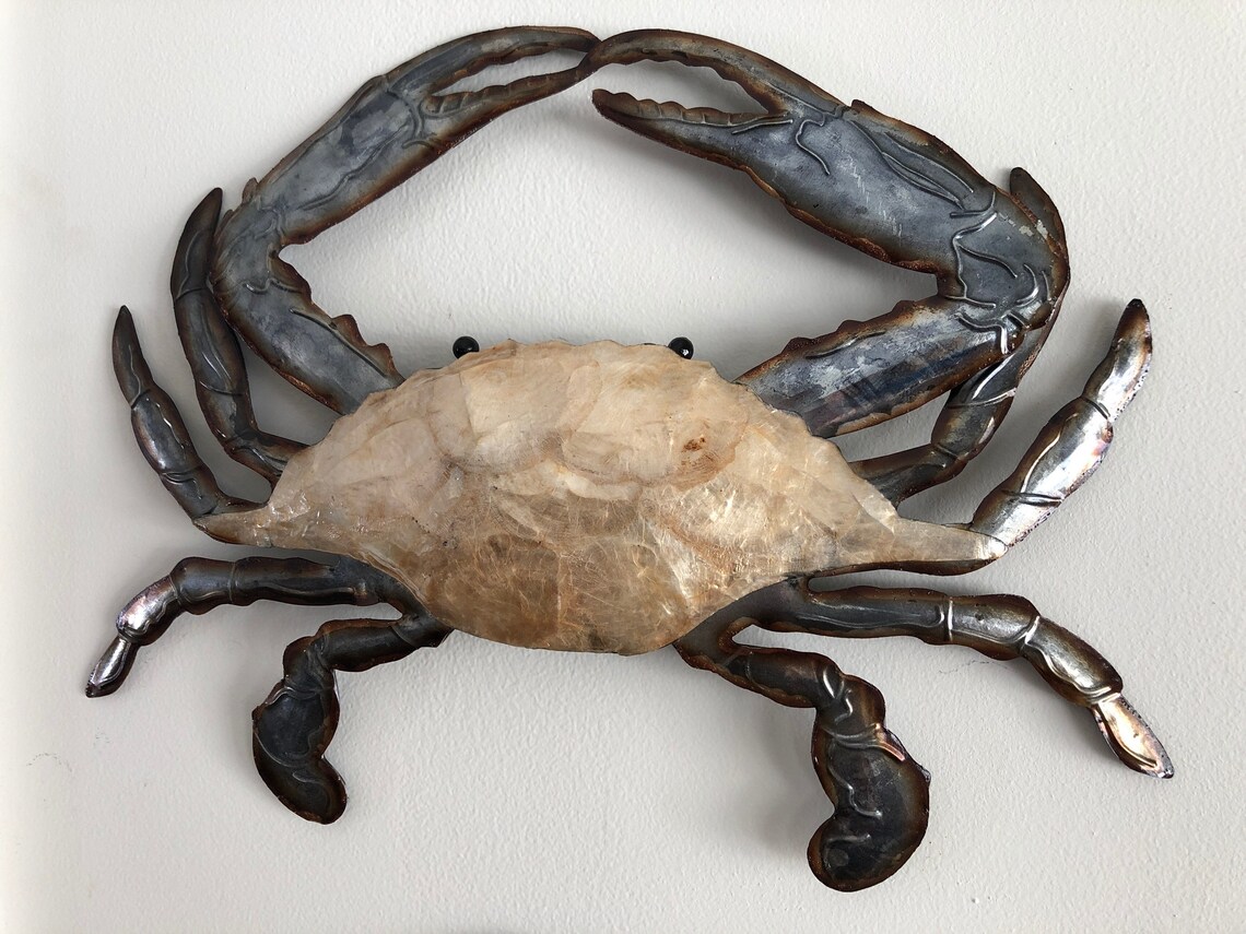 Gray Metal Capiz Shell Crab | Etsy