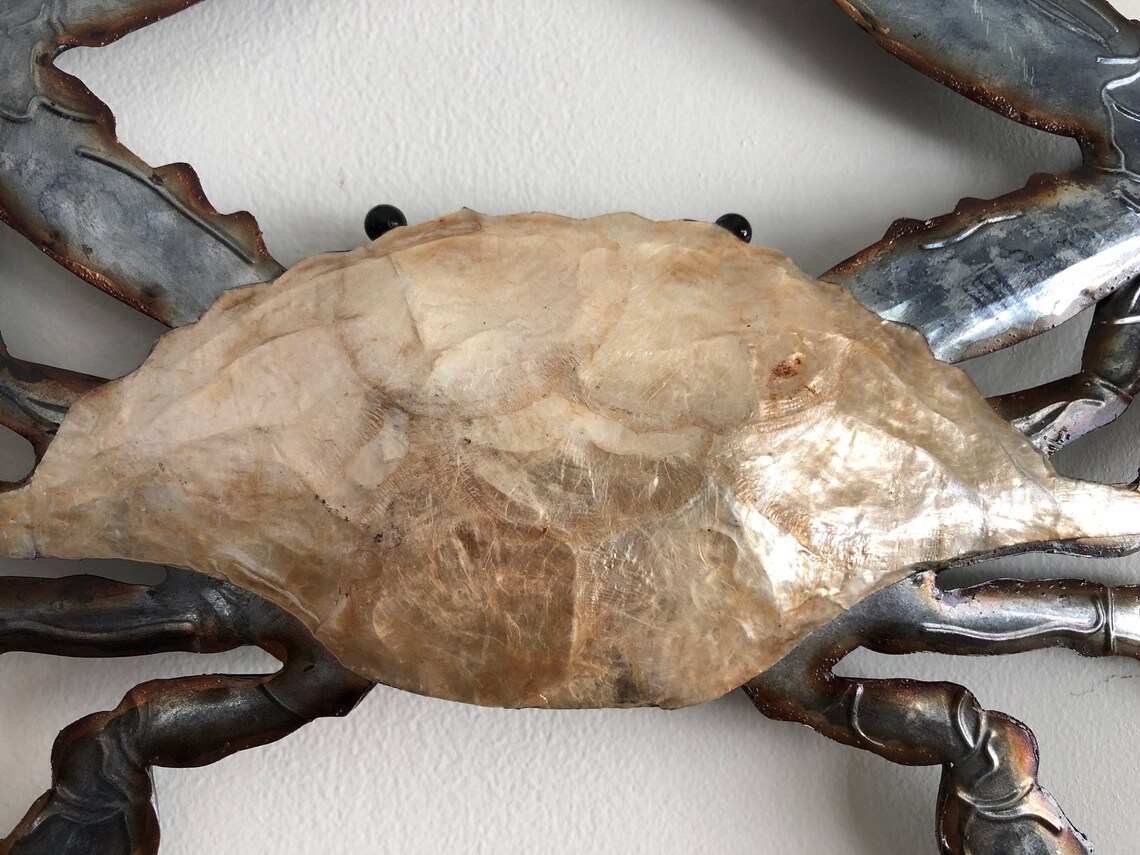 Gray Metal Capiz Shell Crab | Etsy