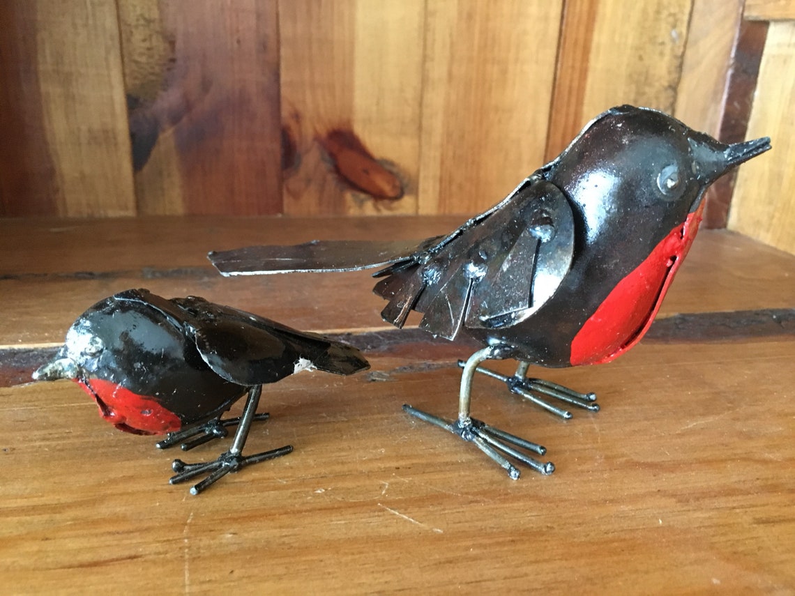 Recycled Metal Robin Sculpture | Etsy