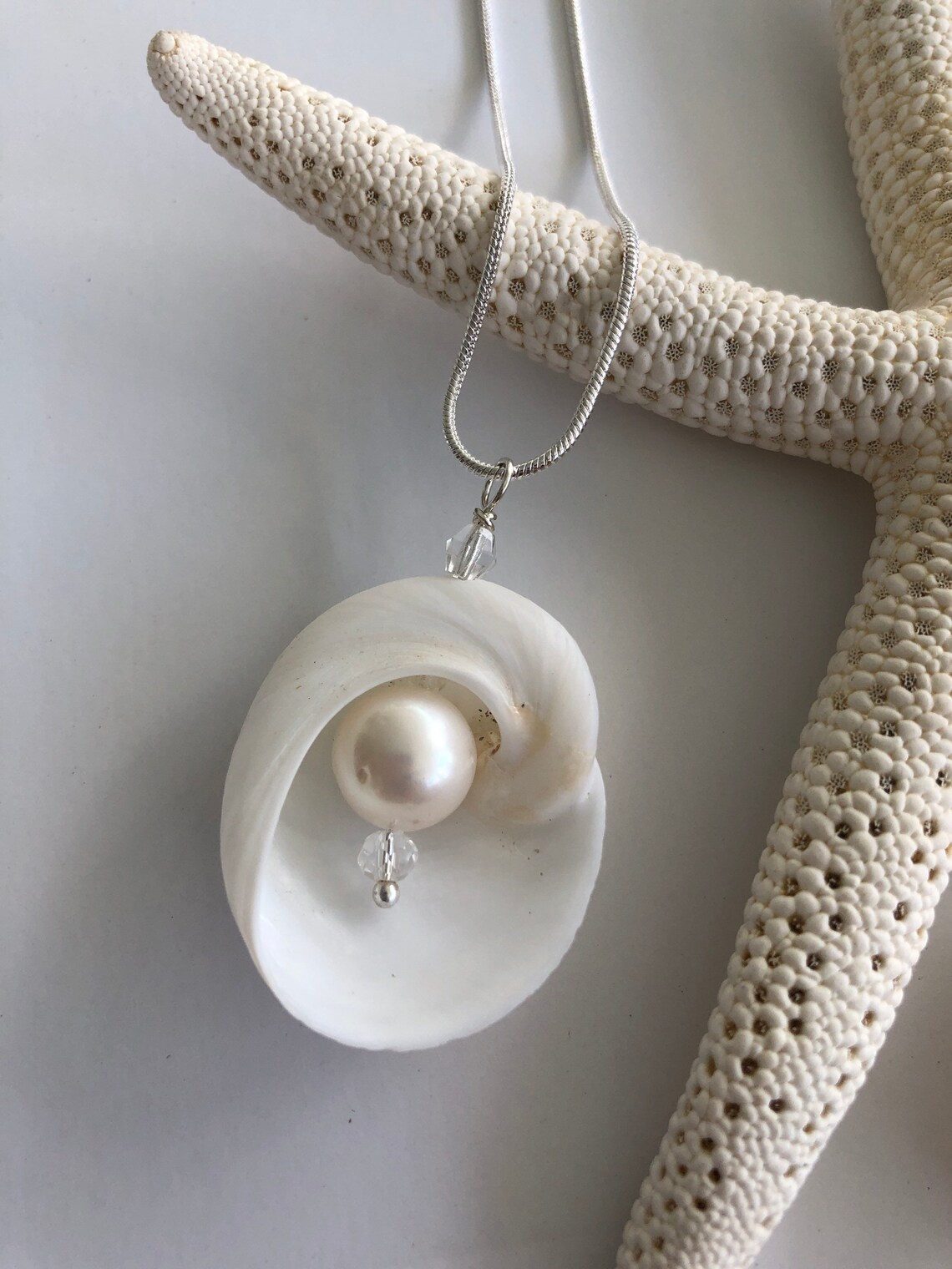 Pearl With Baby's Ear Shell Necklace - Etsy