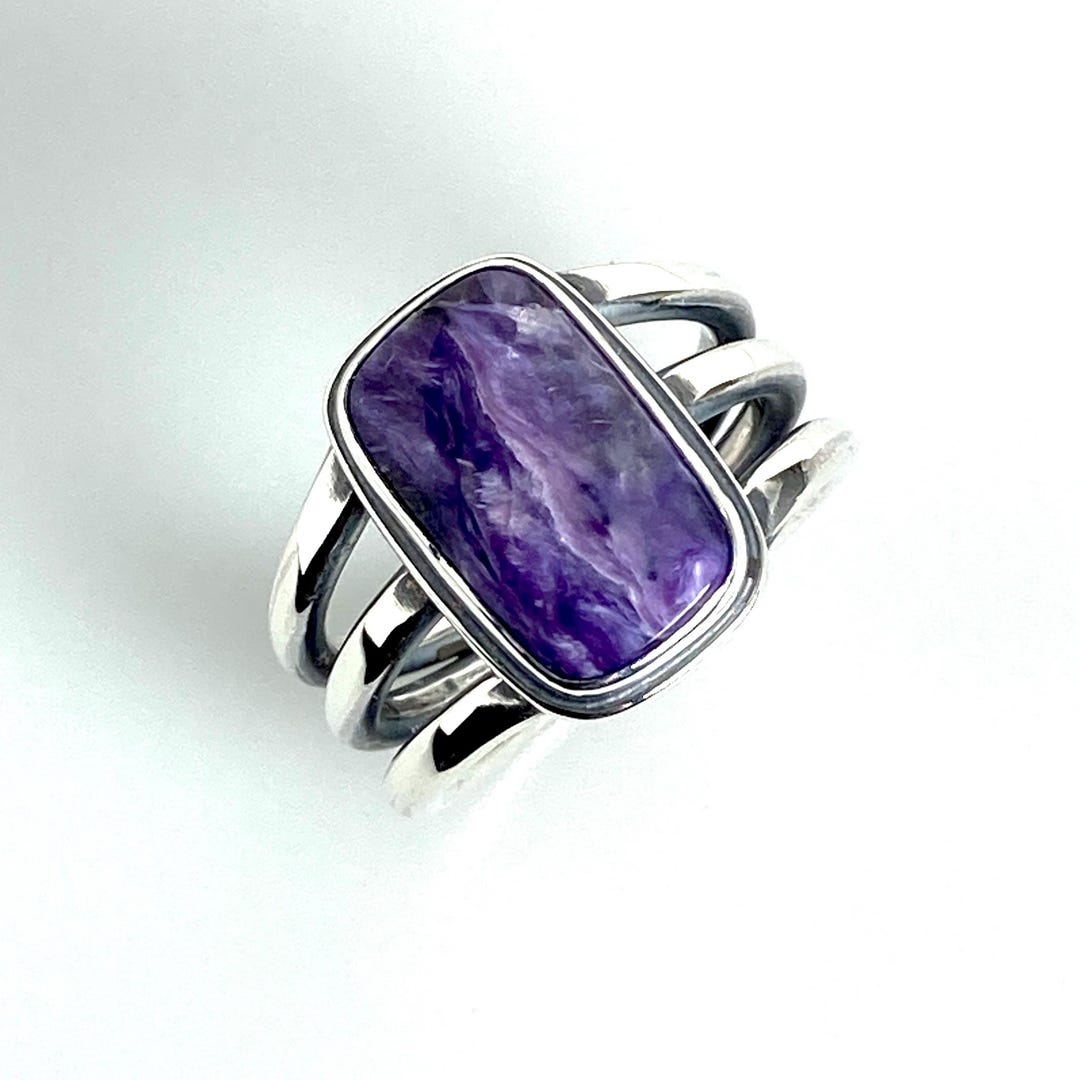 Charoite and Silver Ring - Etsy