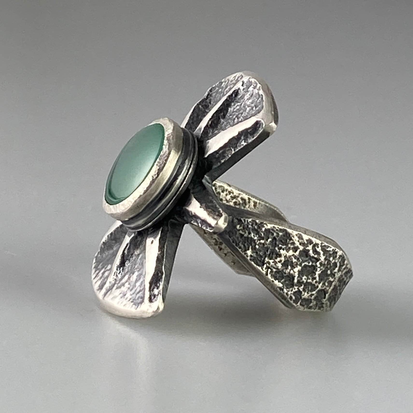Chrysoprase Tufa Cast Silver Ring - Etsy