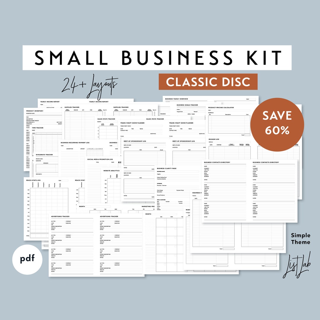Classic Disc SMALL BUSINESS KIT | Printable Discbound Inserts Set | Pdf ...