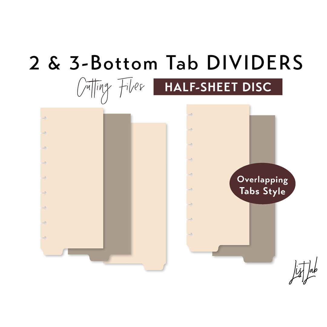 HALF-SHEET / Skinny Classic Disc 2 & 3 BOTTOM Tab Dividers ...