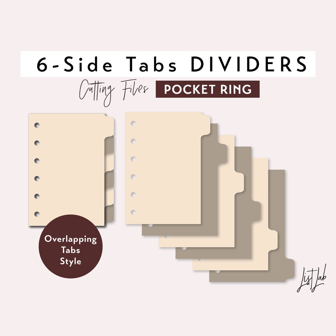 POCKET Ring 6 SIDE Tab Dividers - Overlapping Tabs – Die Cutting Files ...