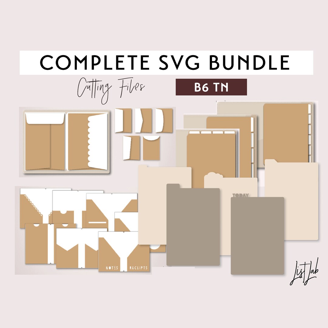 B6 TN COMPLETE SVG Cut Files Bundle – Traveler's Notebook Die Cutting ...