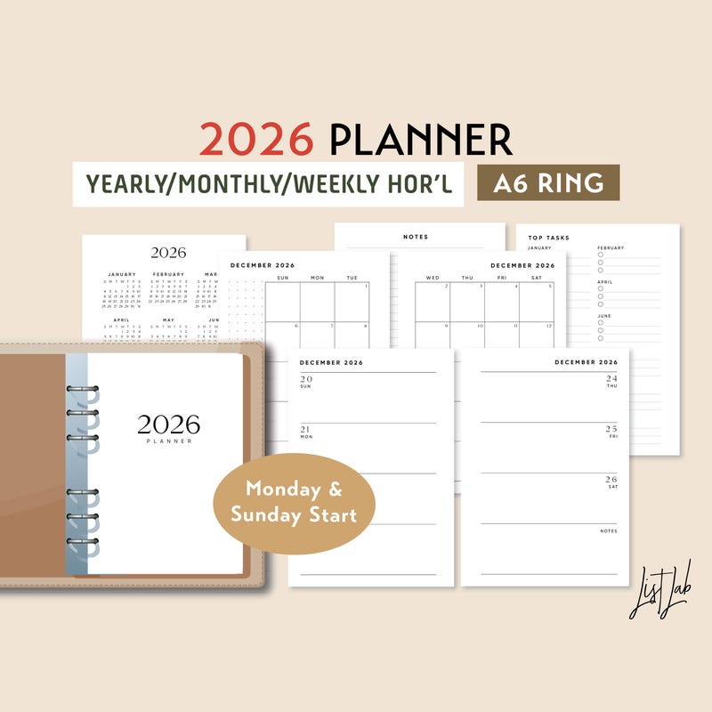 A6 2026 Printable - Etsy UK