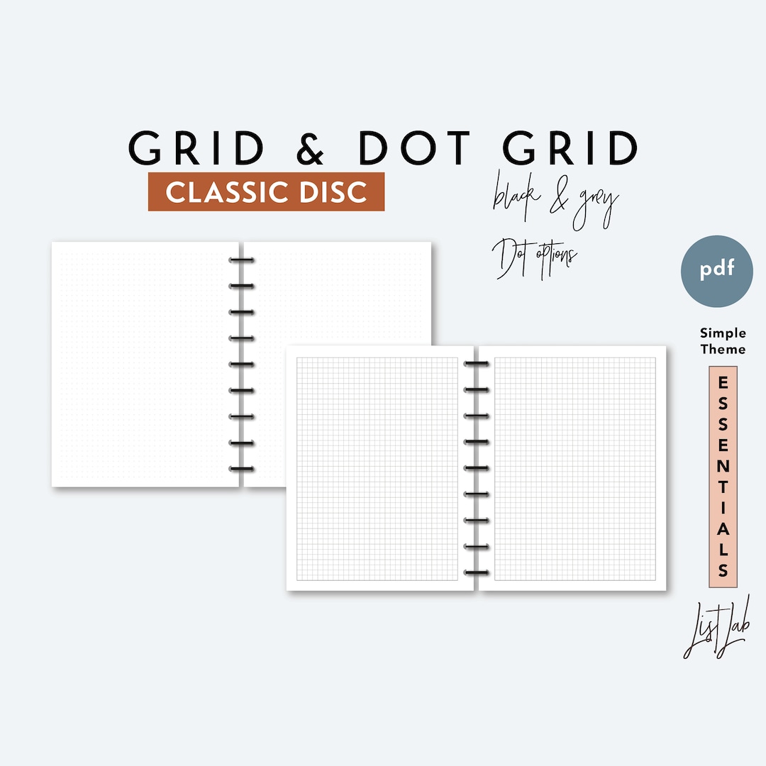 CLASSIC DISCBOUND Grid and Dot Grid Pages Set - Printable Ring Planner ...